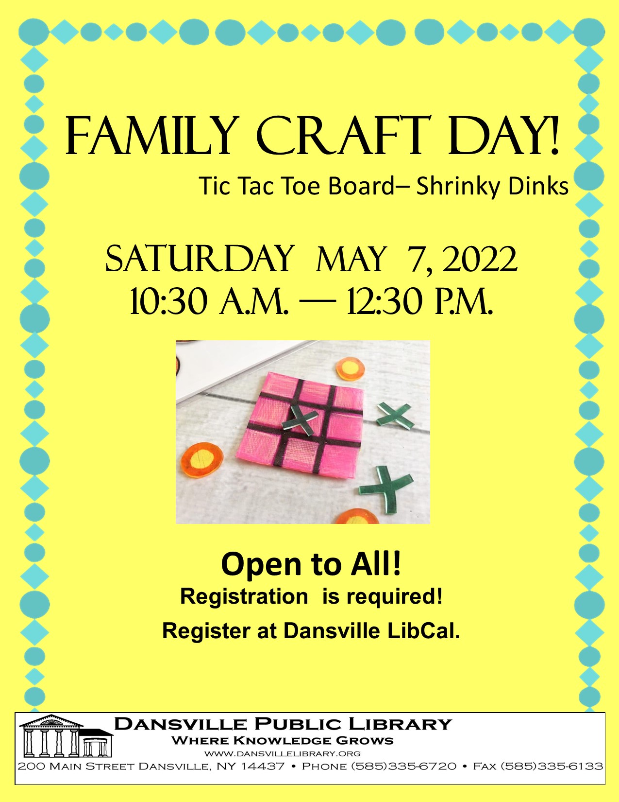Family Craft Day*Tic Tac Toe* – Dansville Public Library